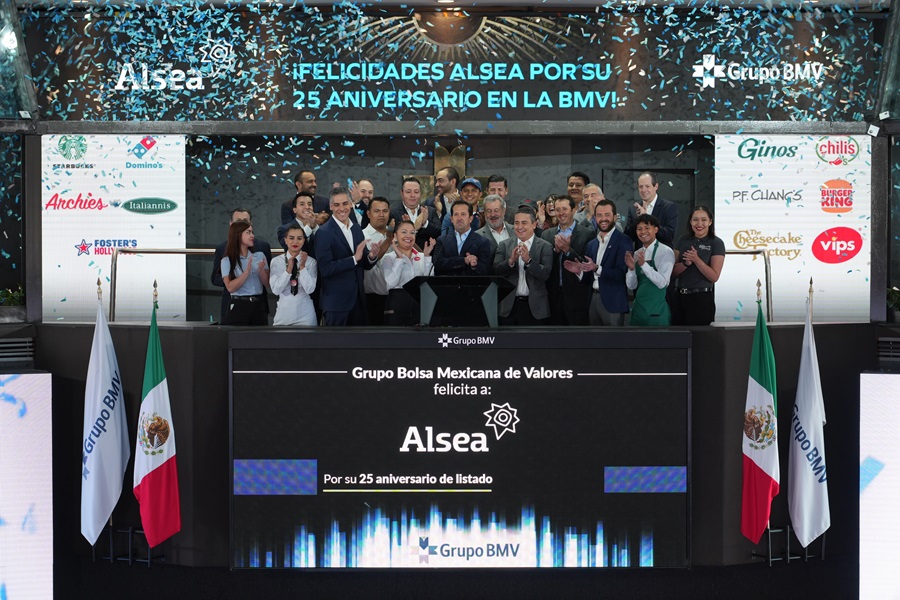 Alsea cumple 25 años en la BMV y fondeo por $15 mil millones